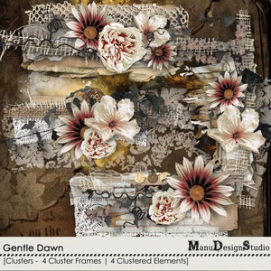 Digital Scrapbook Clusters, Vintage Digital Frame, Digital Scrapbooking ...