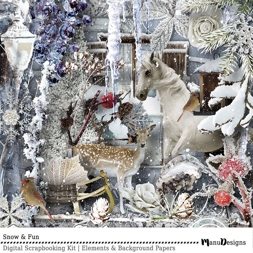 Digital Scrapbook Kit, Winter Scrapbooking Kit, Winter Scrapbook ...