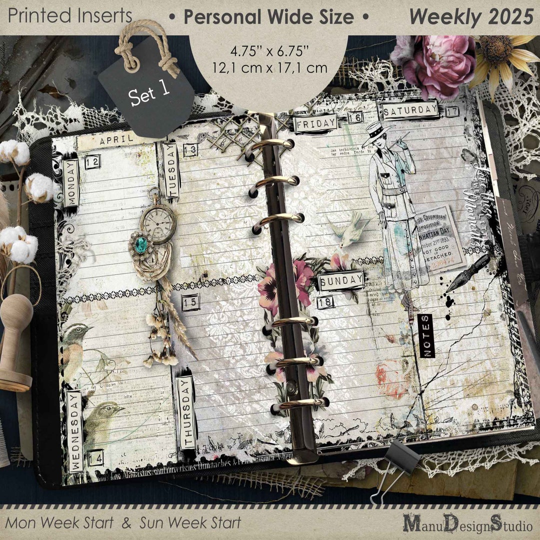 2025 Personal Wide Weekly Planner Refill , Set No. 1 - Etsy
