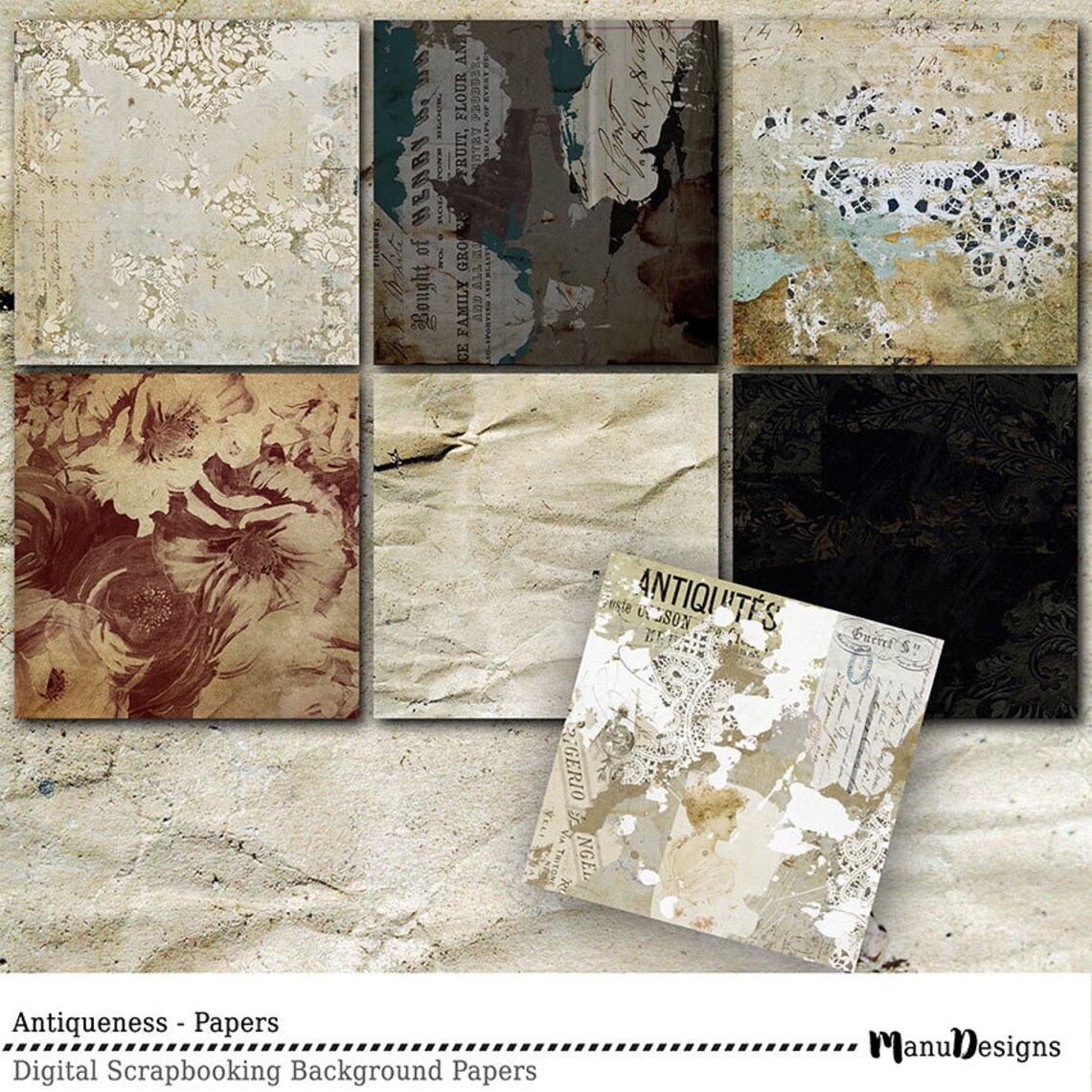 Vintage Digital Scrapbooking Papers Printable Papers | Etsy