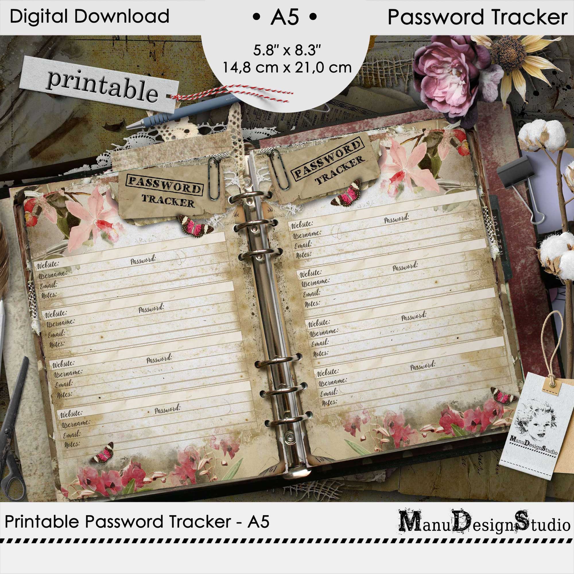 A5 Password Tracker Printable - Etsy