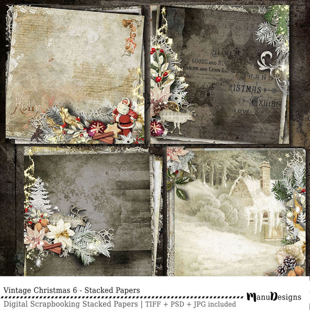 Christmas Scrapbook Paper, Christmas Scrapbook Page, Christmas Digital ...