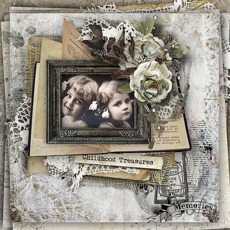 Digital Scrapbook Clusters Vintage Digital Frame Digital - Etsy