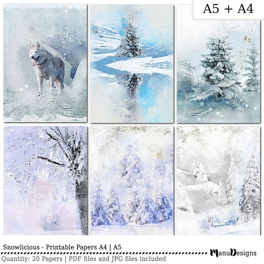 Winter Printable Papers A4 Printable Paper Digital Papers - Etsy UK