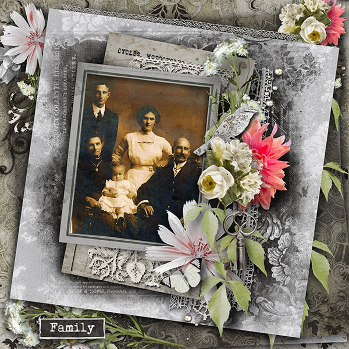 Digital Vintage Scrapbook Clusters and Frame Clusters | Etsy