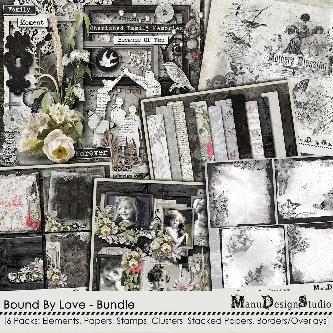 Bundle of 6 Packs, Vintage Digital Scrapbook Collection, Memory Keeping ...