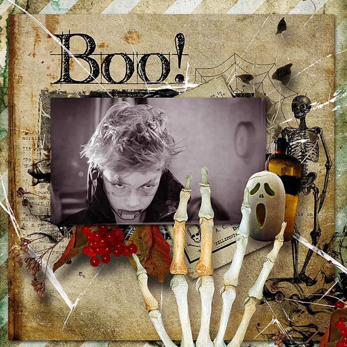 Howl-o-ween - Digital Scrapbook Kit Halloween Digital Papers Spooky ...