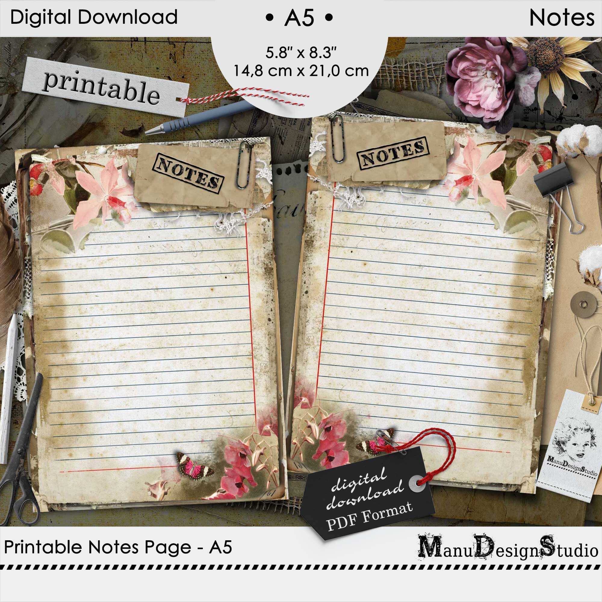 A5 Lined Notes Printable Planner Pages Planner Refill Inserts - Etsy