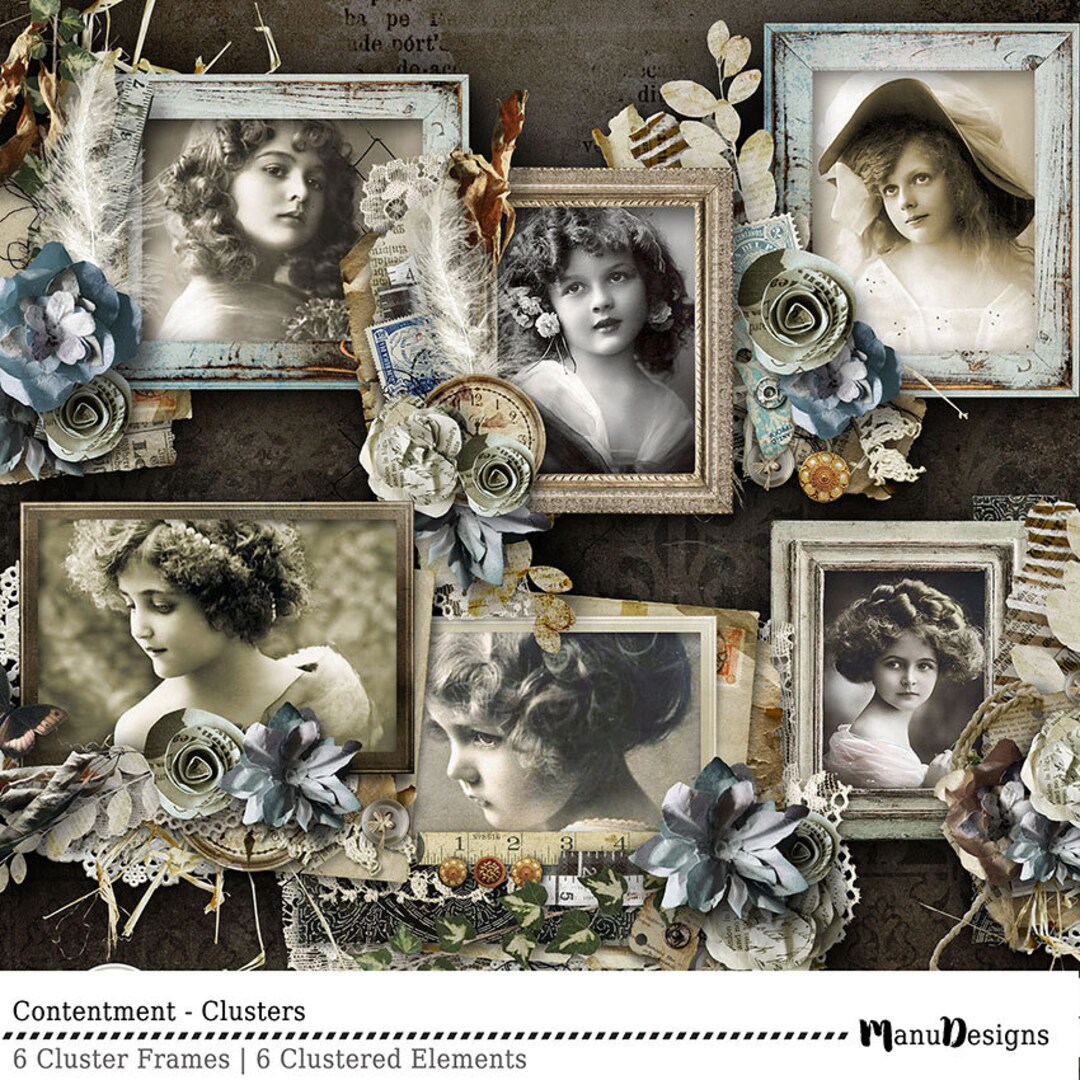 Digital Scrapbook Clusters, Vintage Cluster Frames, Digital ...