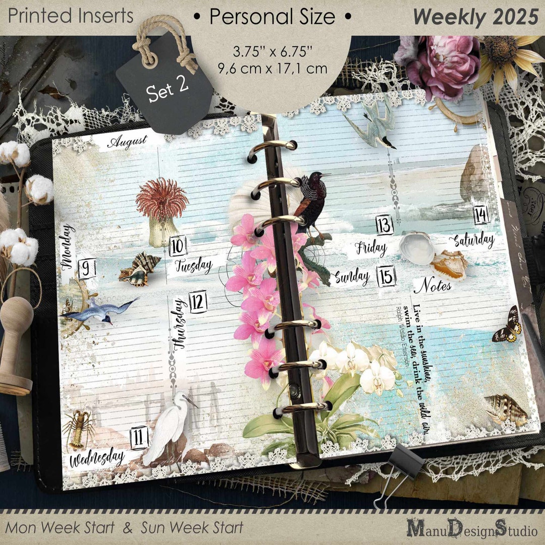 Weekly Planner 2025 Personal Size Ring Binder Refill, Set No. 2 - Etsy