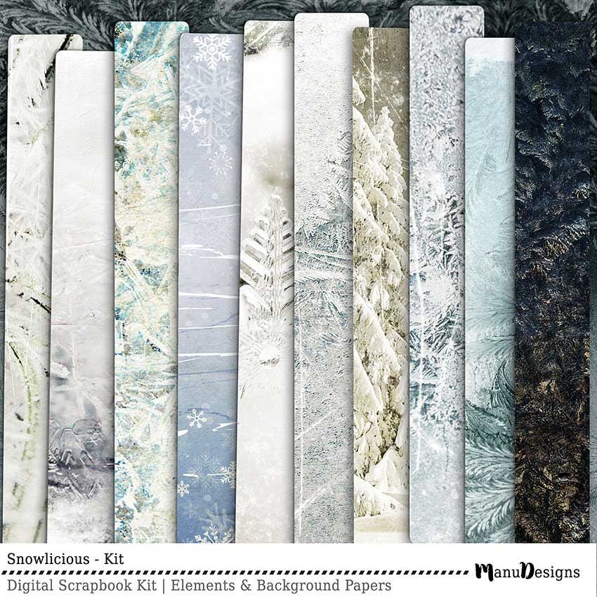 Winter Digital Scrapbook Kit - Snowlicious, Winter Scrapbook, Digital ...