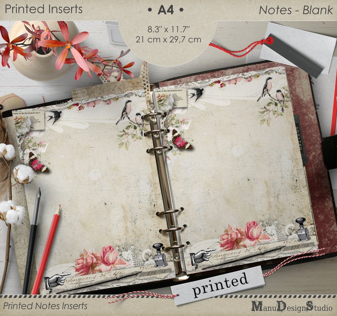 A4 Printed Notes Pages Vintage Style Planner Inserts - Etsy