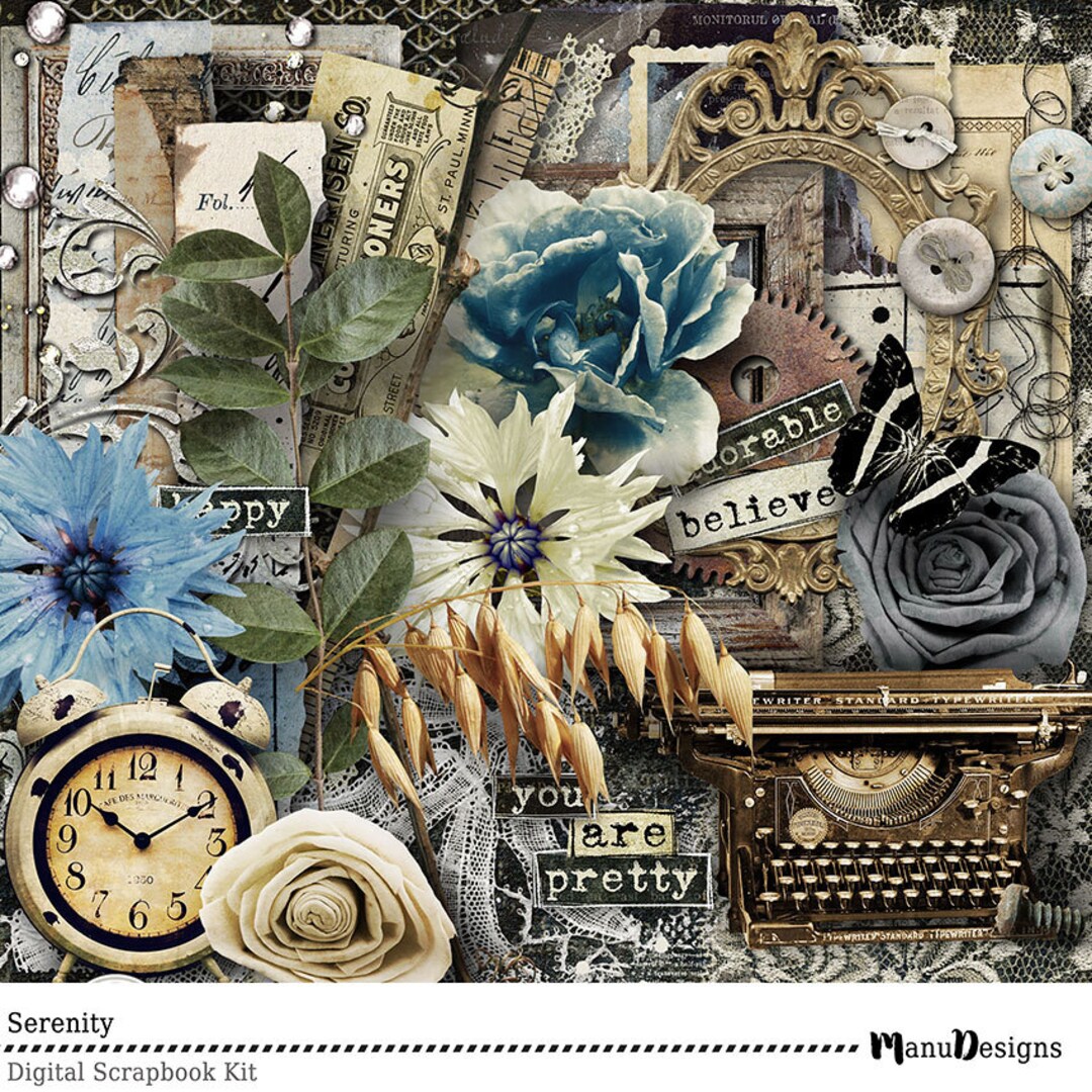Vintage Scrapbooking Kit, Shabby Chic, Digital Scrapbook Kit, Digital ...
