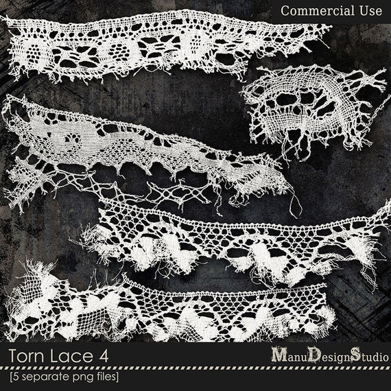Commercial Use Digital Torn Lace 4 Bits and Pieces Lace | Etsy