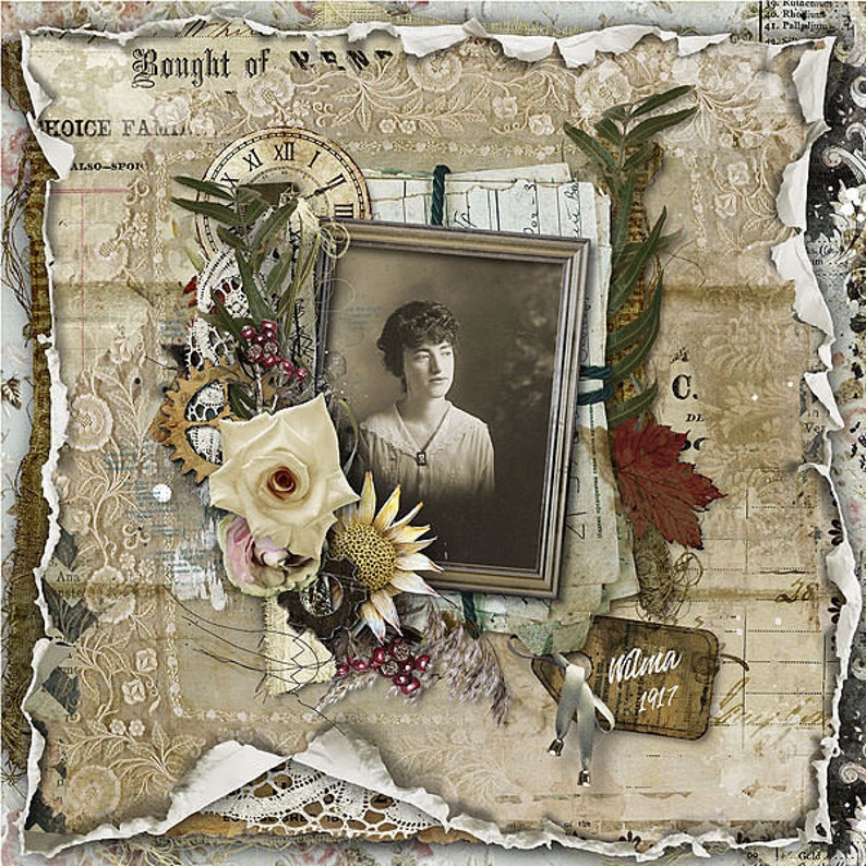 Premade Vintage Digital Scrapbook Pages - Enduring - Etsy