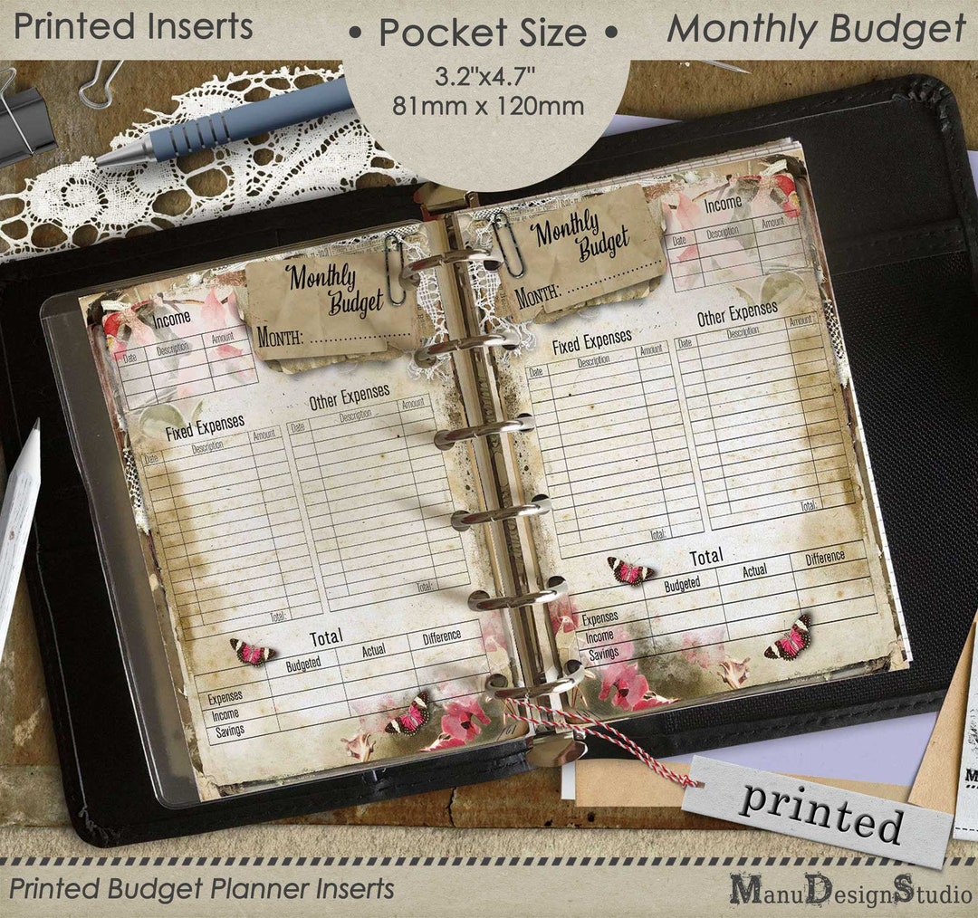 Printed Monthly Budget Planner in Pocket Size, Financial Planner, Bill ...
