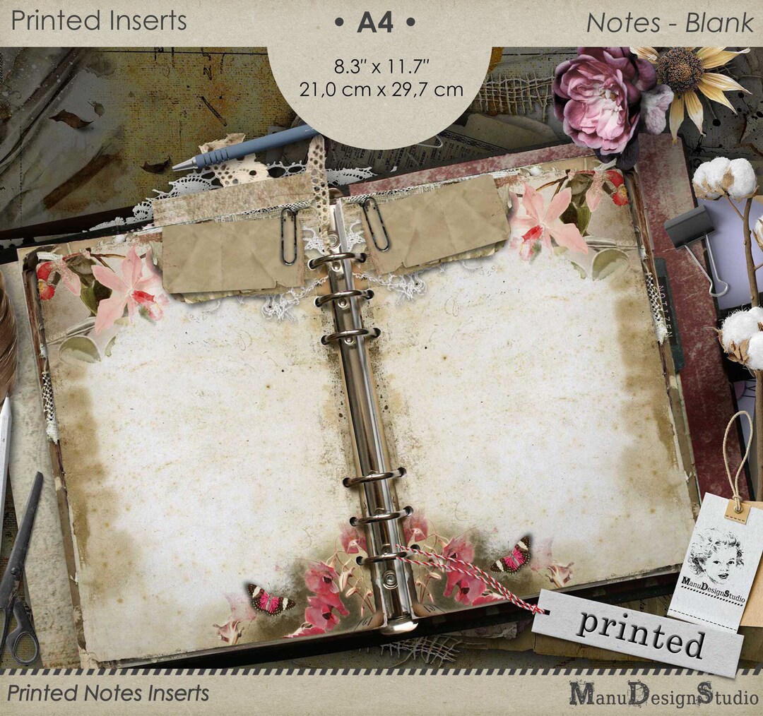 Printed Blank Notes Sheets in A4 Size , Vintage Style Planner Refill - Etsy