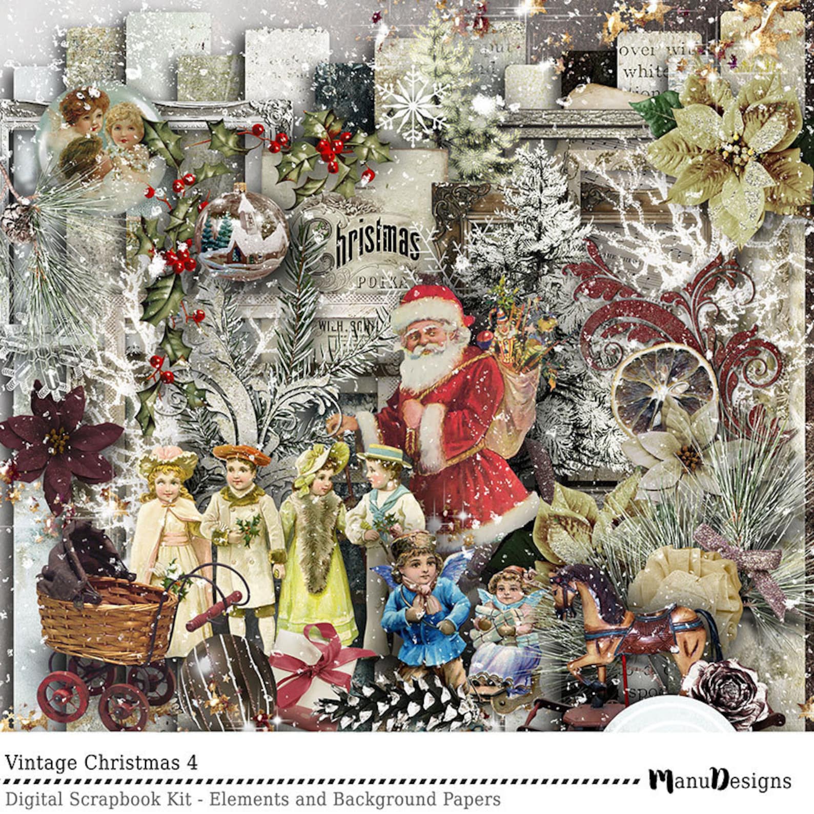 Digital Scrapbook Kit Vintage Christmas Scrapbook Kit - Etsy