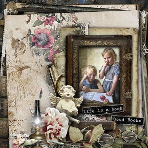 Digital Scrapbook Kit, Book Reading Scrapbooking, Book Papers, Book ...