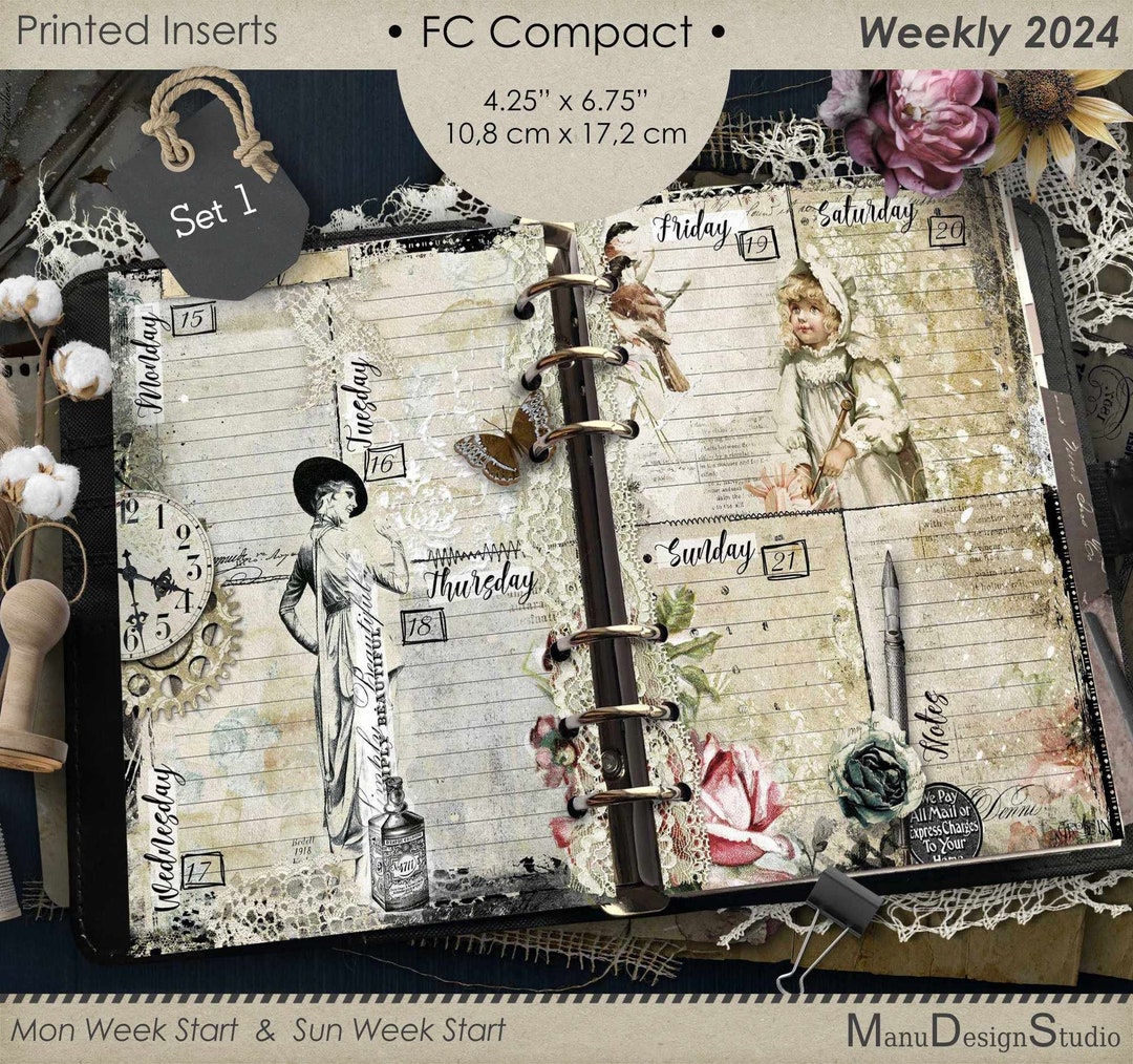 2024 Weekly Planner Refill, Compact Size for Franklin Covey, Set No. 1 ...