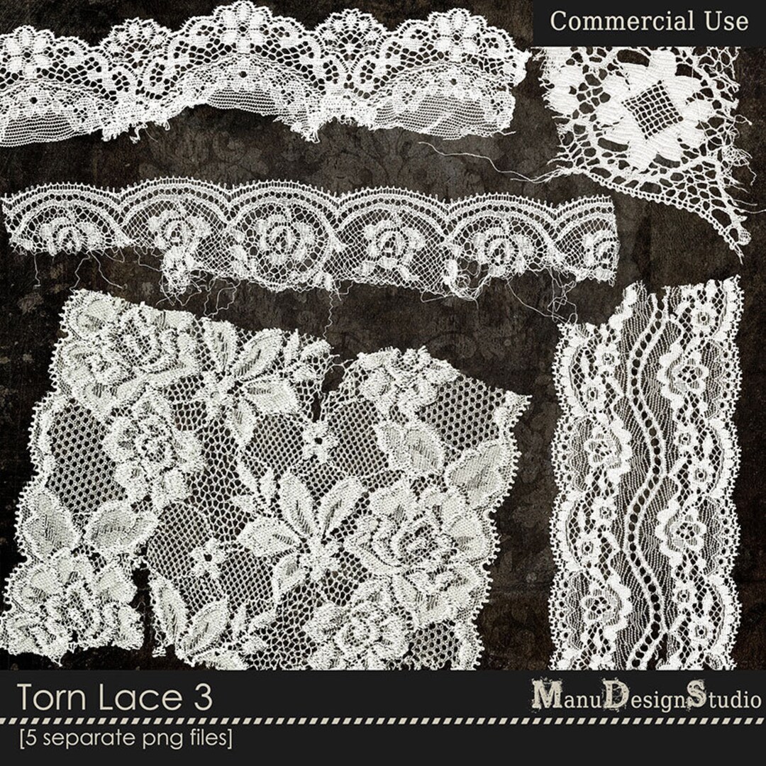 Commercial Use Digital Torn Lace 3 - Bits and Pieces, Lace Fragments ...