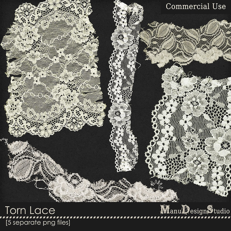 Commercial Use Digital Torn Lace 1 - Bits and Pieces, Lace Fragments ...