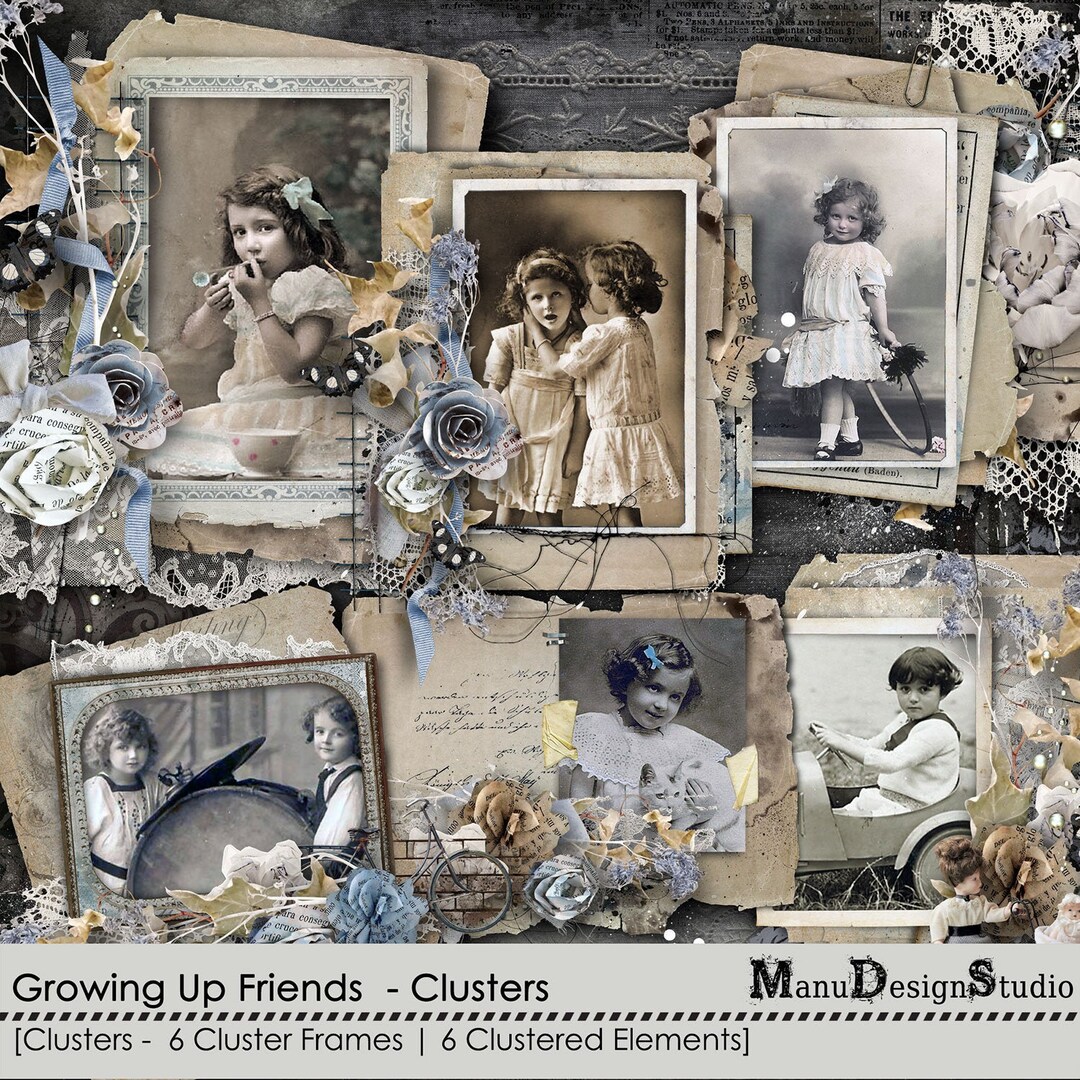 Vintage Heritage Digital Scrapbook Frames, Family History Memories ...