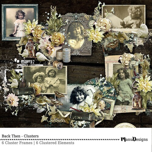 Digital Scrapbook Clusters Vintage Cluster Frames Digital - Etsy
