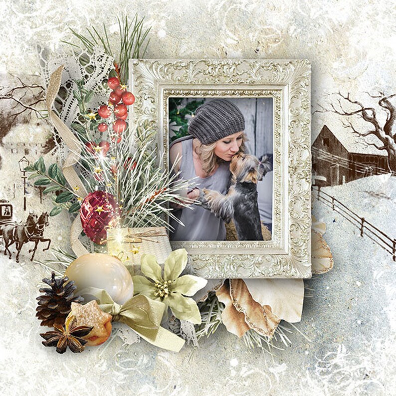 Digital Scrapbook Quick Page Vintage Christmas Shabby | Etsy