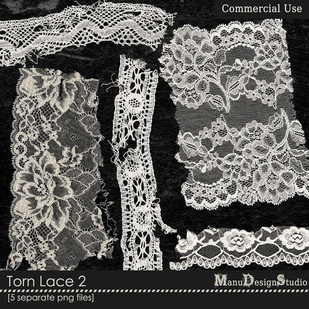 Commercial Use Digital Torn Lace 2 - Bits and Pieces, Lace Fragments ...