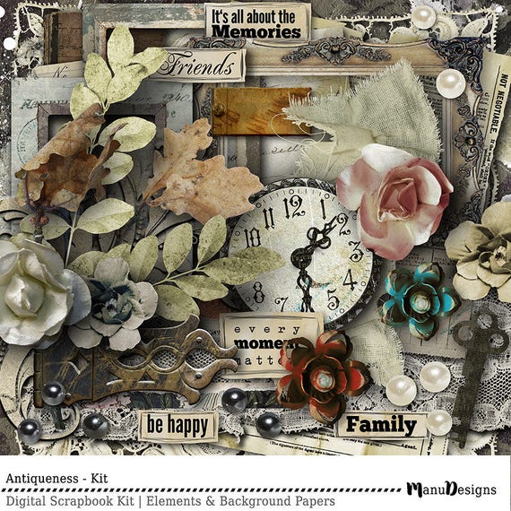 Vintage Digital Scrapbook Kit Digital Graphics Vintage - Etsy Hong Kong