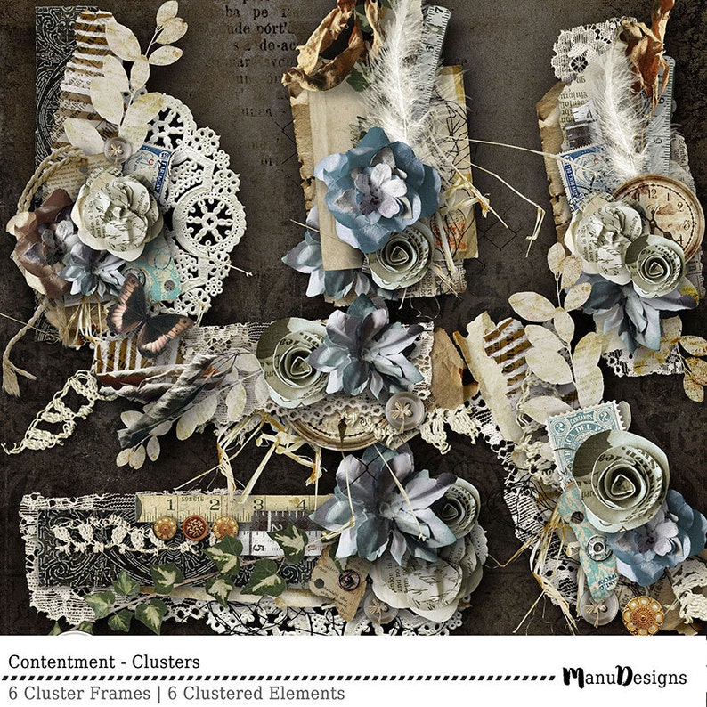 Digital Scrapbook Clusters Vintage Cluster Frames Digital - Etsy Hong Kong