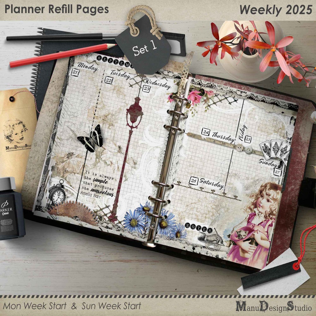 Weekly Planner Refill Pages 2025 - Set No. 1 - Etsy