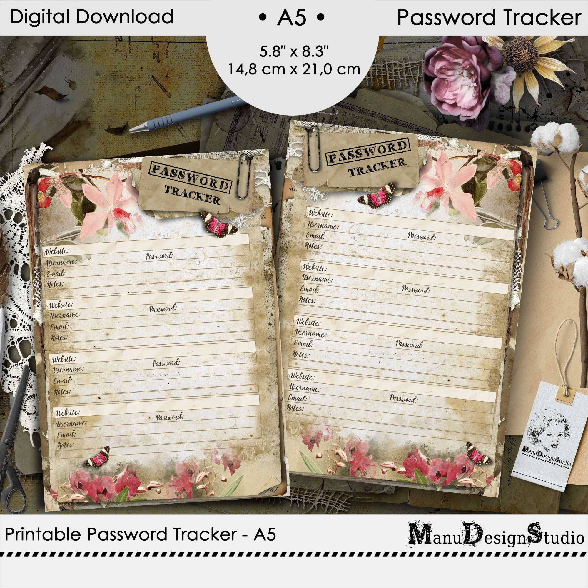 A5 Password Tracker Printable - Etsy