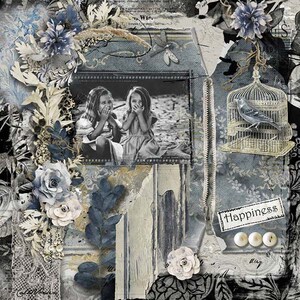 Digital Scrapbook Elements, Blue Velvet - Etsy