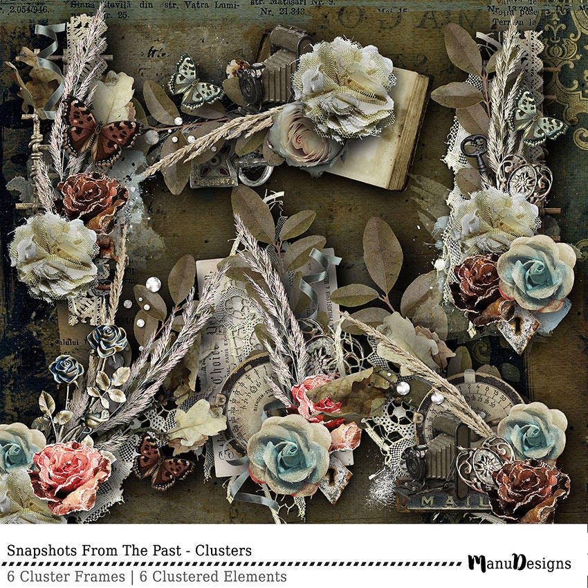 Digital Scrapbook Clusters Vintage Digital Frame Digital | Etsy