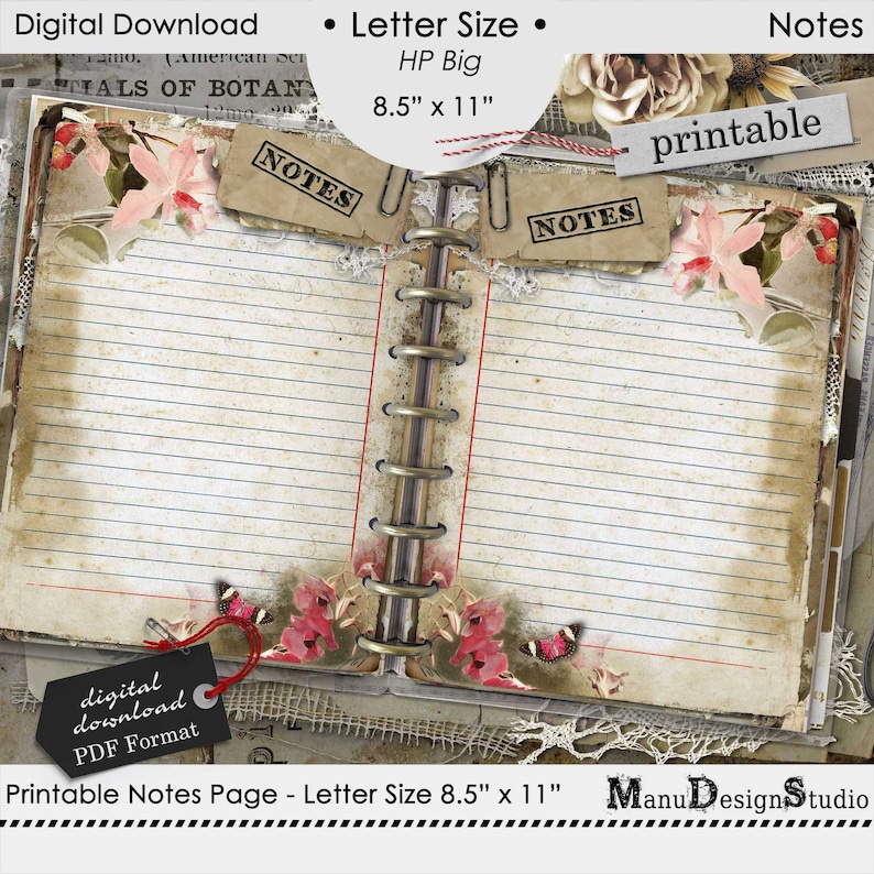Letter Size Happy Planner Big Lined Notes Printable Planner - Etsy