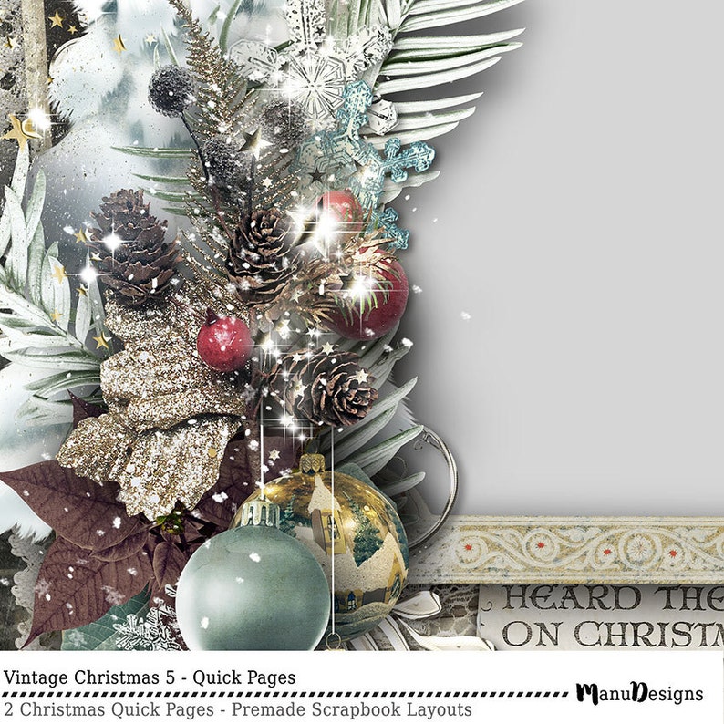 Digital Scrapbook Quick Page Vintage Christmas Shabby | Etsy