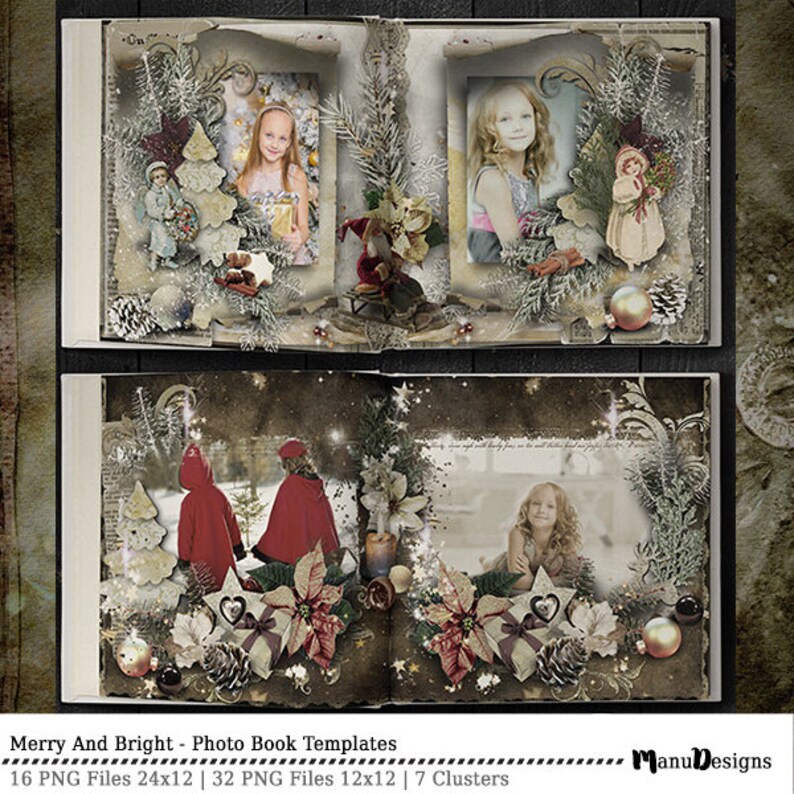 Photo Book Template Christmas Album Template Premade Album | Etsy