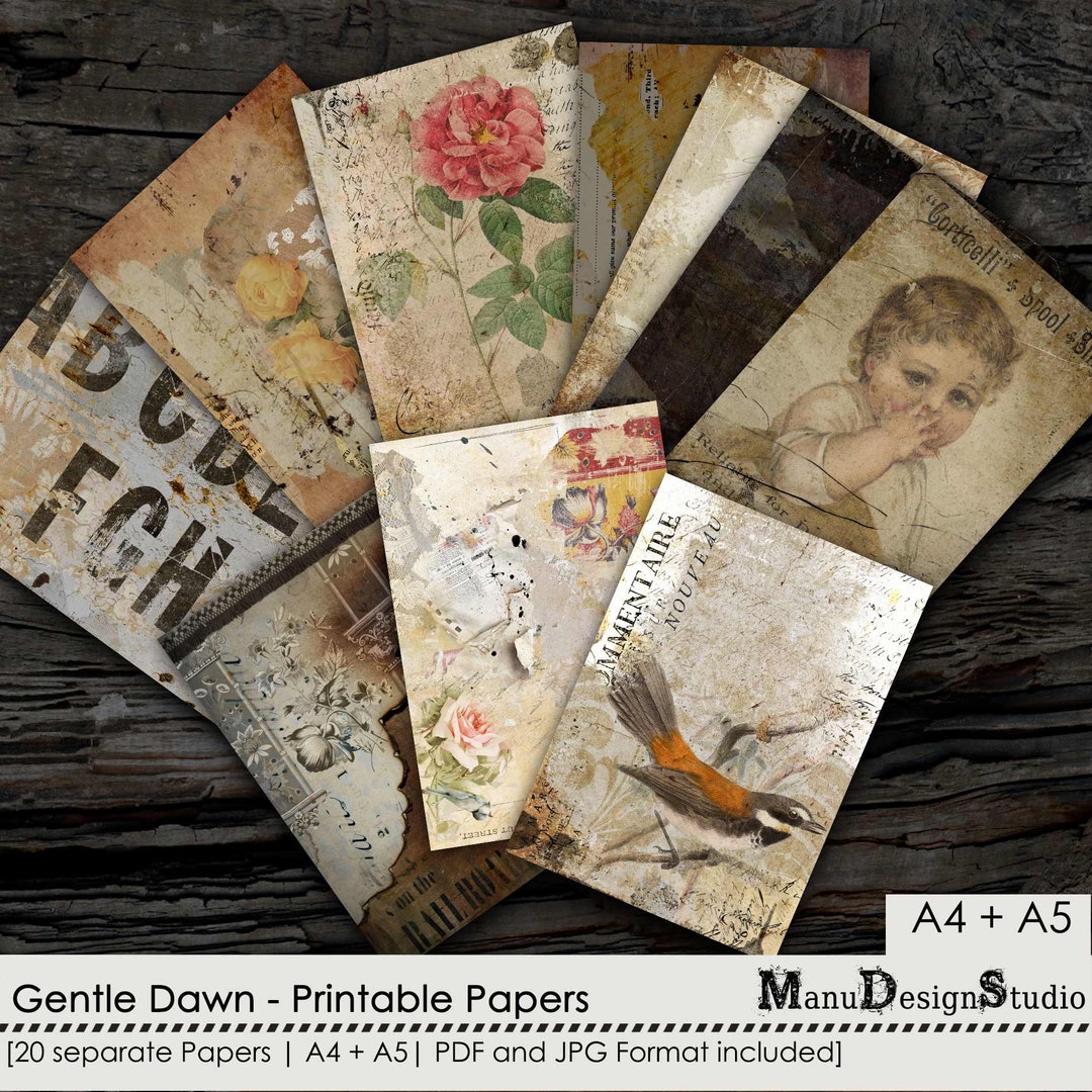 Printable Junk Journal Digital Papers in A4 and A5 - Etsy