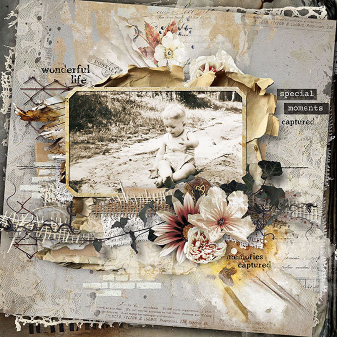 Digital Scrapbook Clusters Vintage Digital Frame Digital - Etsy