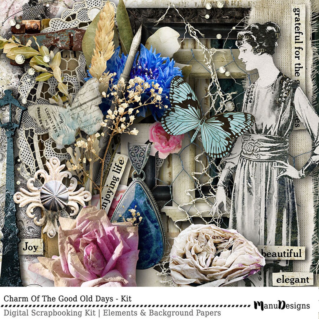 Digital Scrapbooking, Scrapbook Kit, Digital Download, Vintage Style ...