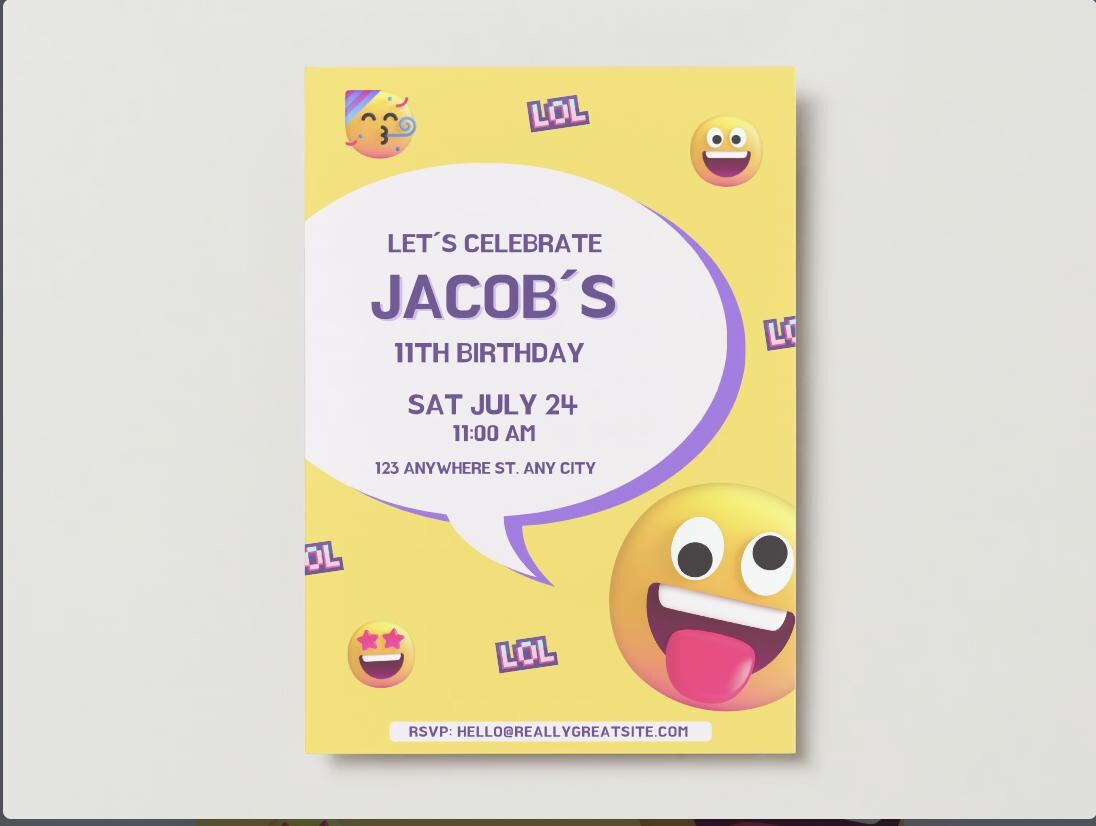 Editable Emoji Birthday Invitation Template - Etsy