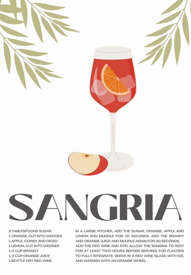 Sangria Digital Print - Etsy