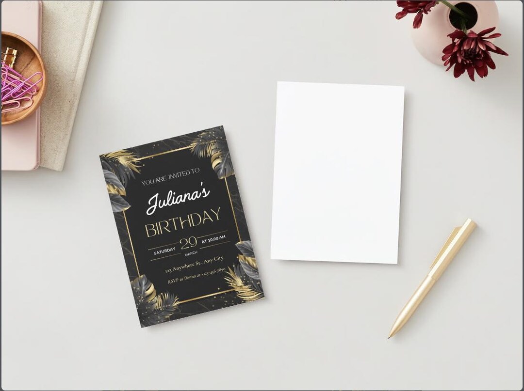 Editable Fancy Birthday Invitation Template - Etsy