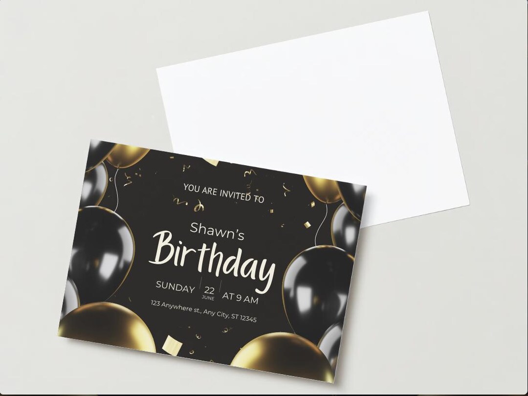 Editable Classy Birthday Invitation Template - Etsy