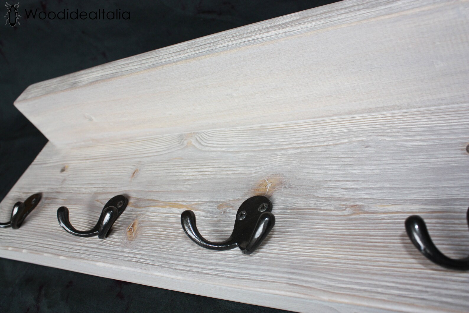 Rustic Wood Wall Mounted Coat Hooks Cast Iron Hooks Brushed | Etsy