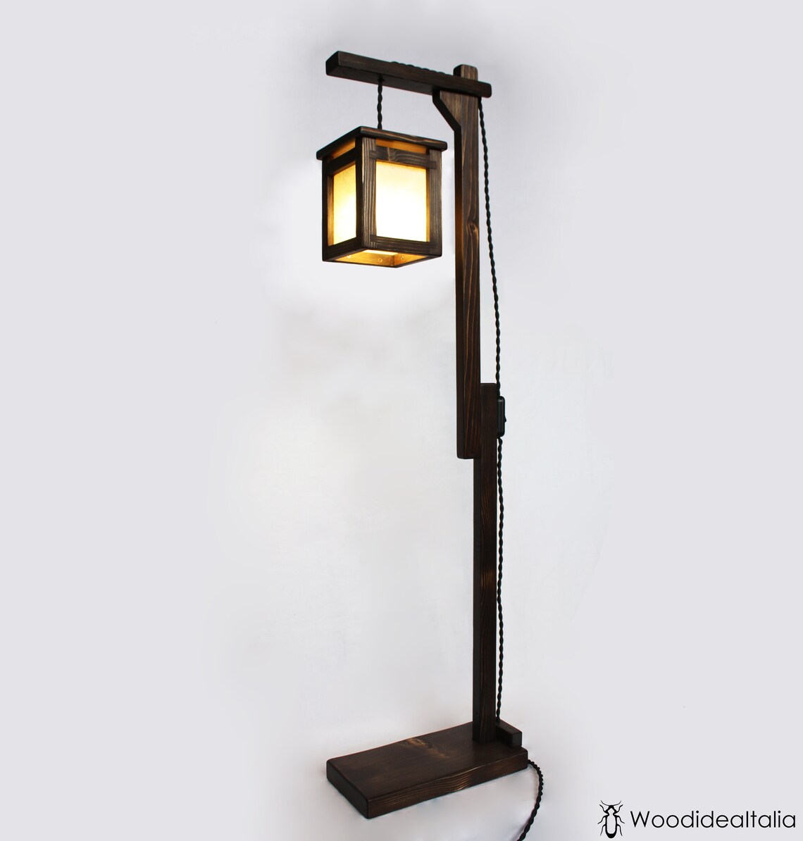 Lantern Style Table Lamp Wood Craft Lamp and Rice Paper | Etsy