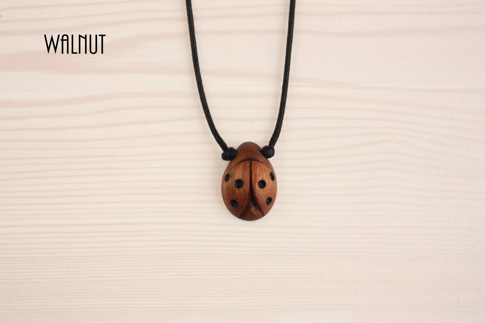 Wooden Ladybug Pendant, Ladybug Necklace, Carved Ladybug Pendant ...