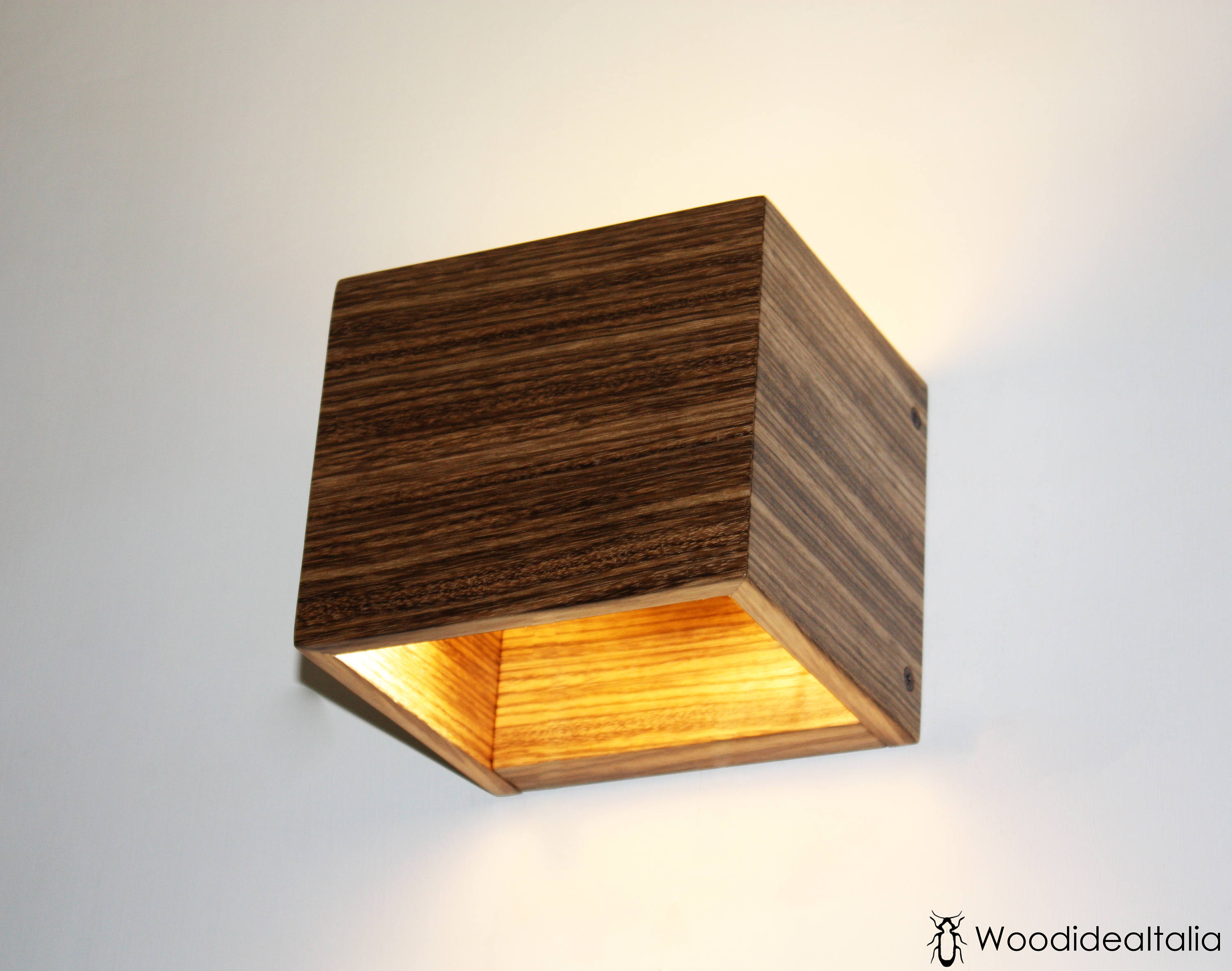 Solid Wood Wall Light "cubo" , Wall Light, Tiger Wood Light, Warm Lamp ...